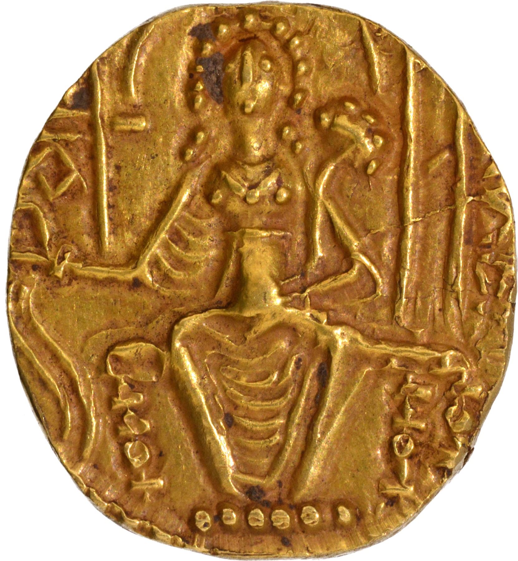 Sharply struck Very Rare Gold Dinar of Kushana Dynasty of King Shaka I.