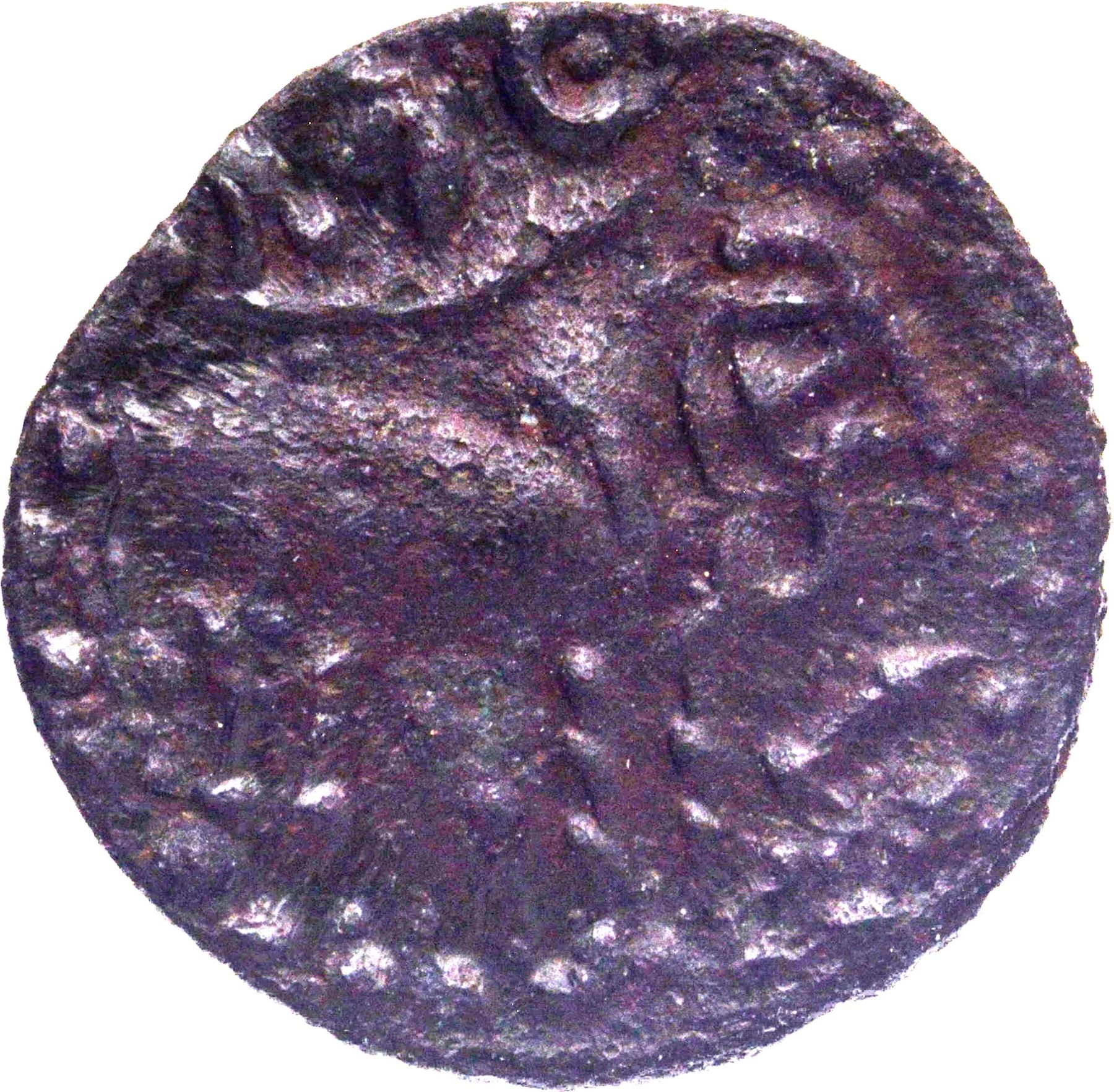 Rare Bronze Coin of Pallavas of Kanchi with Shankh symbol.