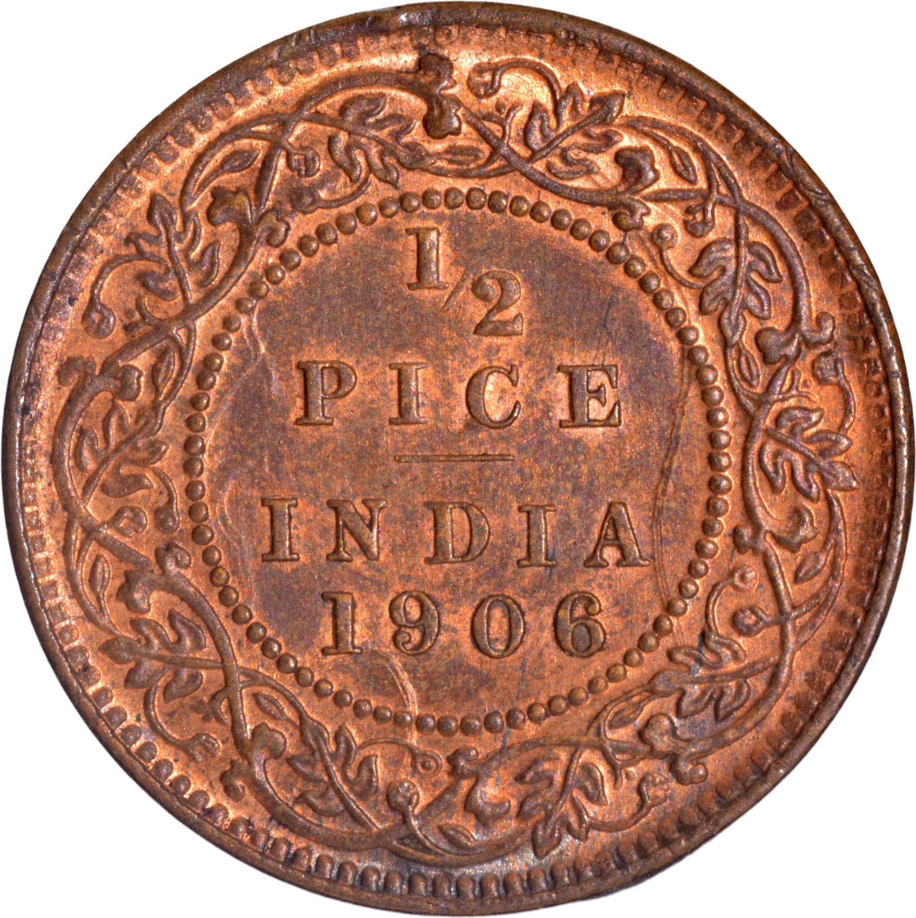 Very Rare Uncirculated 1906 Bronze Half Pice Coin of King Edward VII of ...