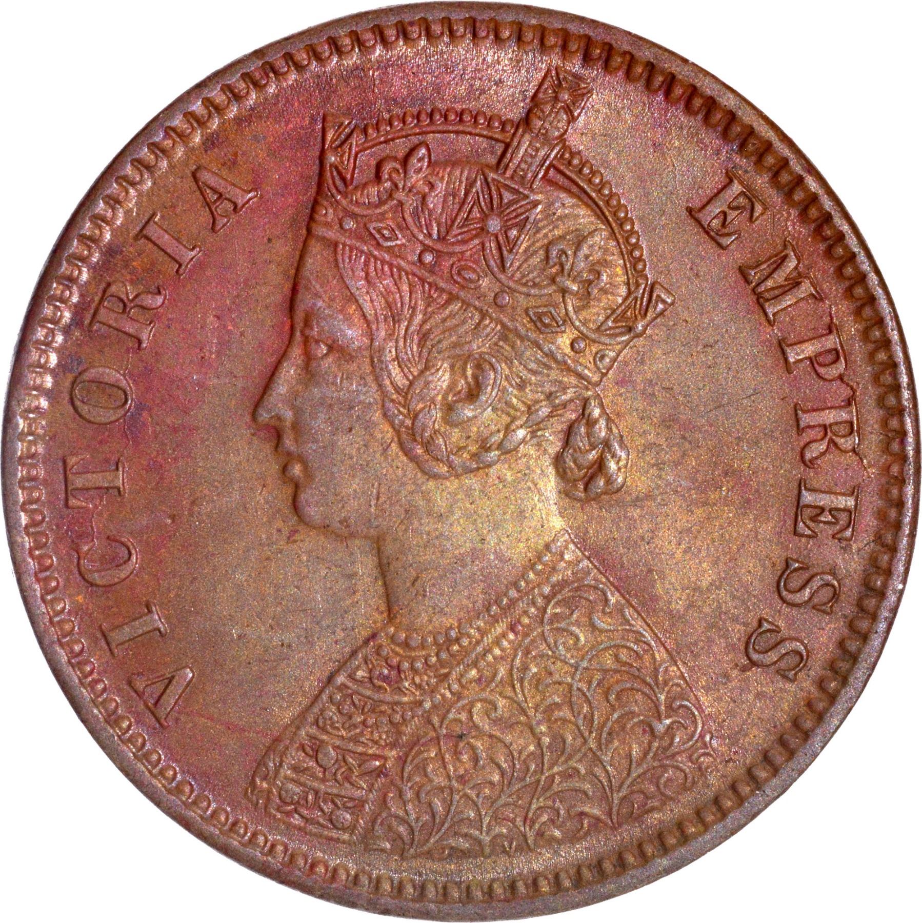 Very Rare 1878 Copper One Quarter Anna Coin of Victoria Empress of ...