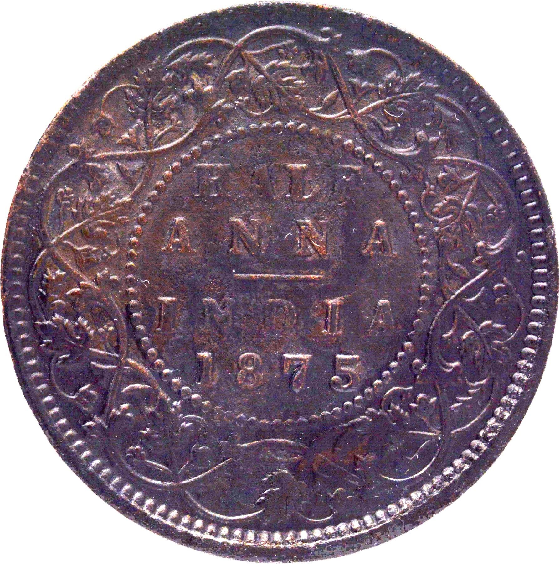Extremely Rare Victoria Queen Copper Half Anna Coin of Calcutta Mint of ...