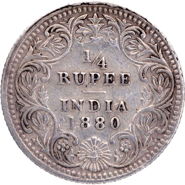 Exceedingly Rare 1880 Silver Quarter Rupee Coin of Victoria Empress of ...