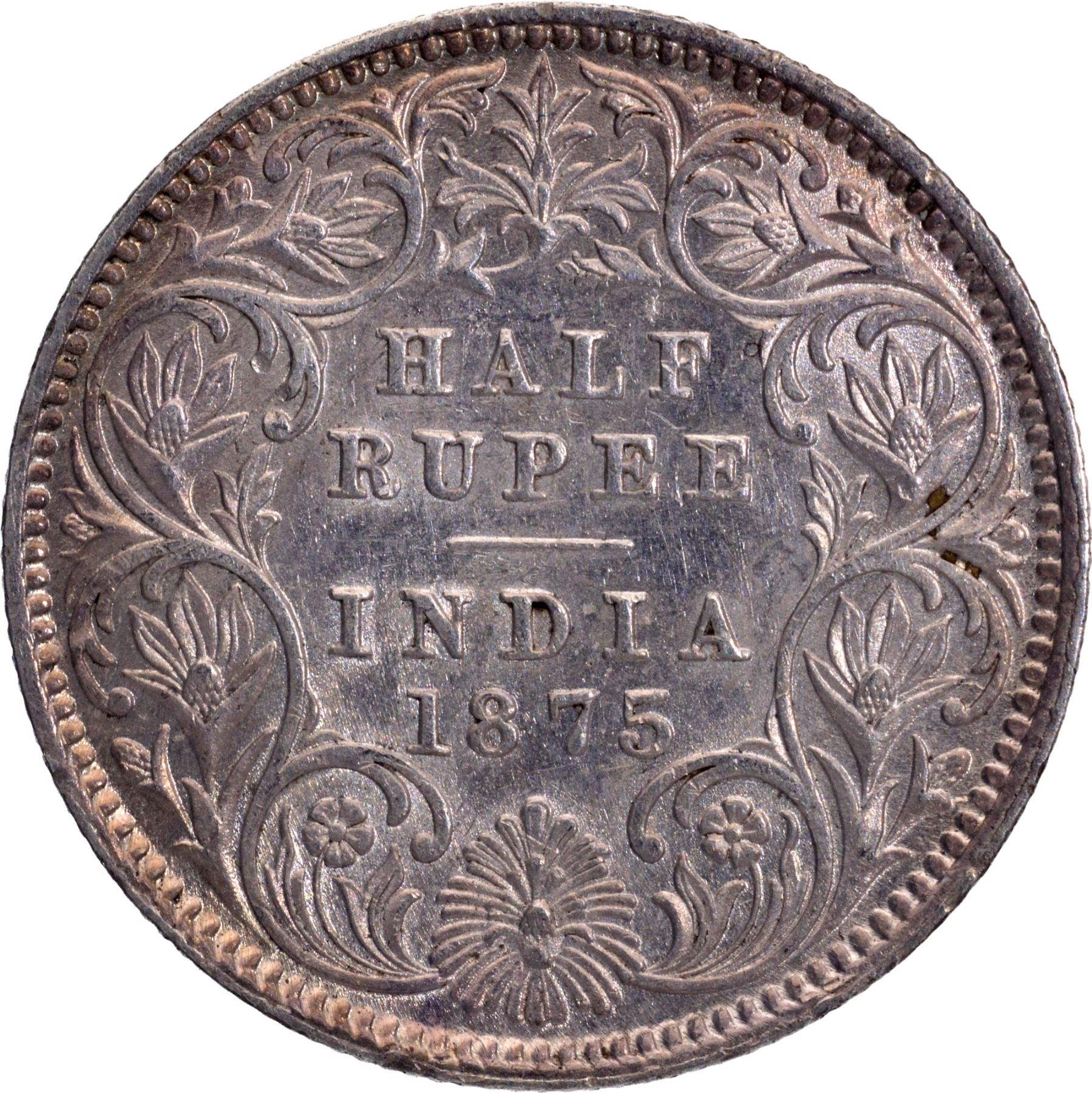 Extremely Rare 1875 Calcutta Mint of Silver Half Rupee Coin of Victoria ...