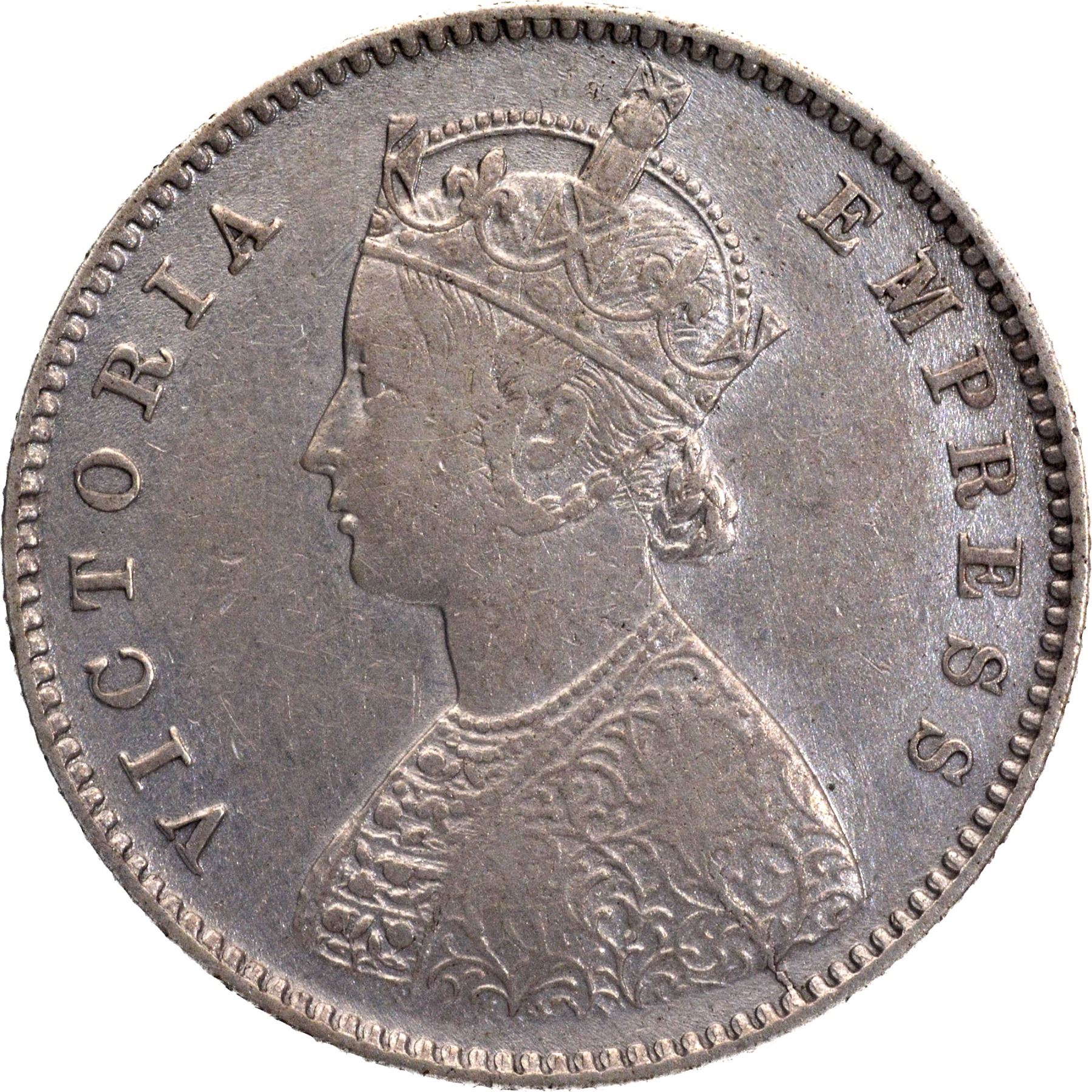 Extremely Rare Year of 1883 Silver Half Rupee Coin of Victoria Empress ...