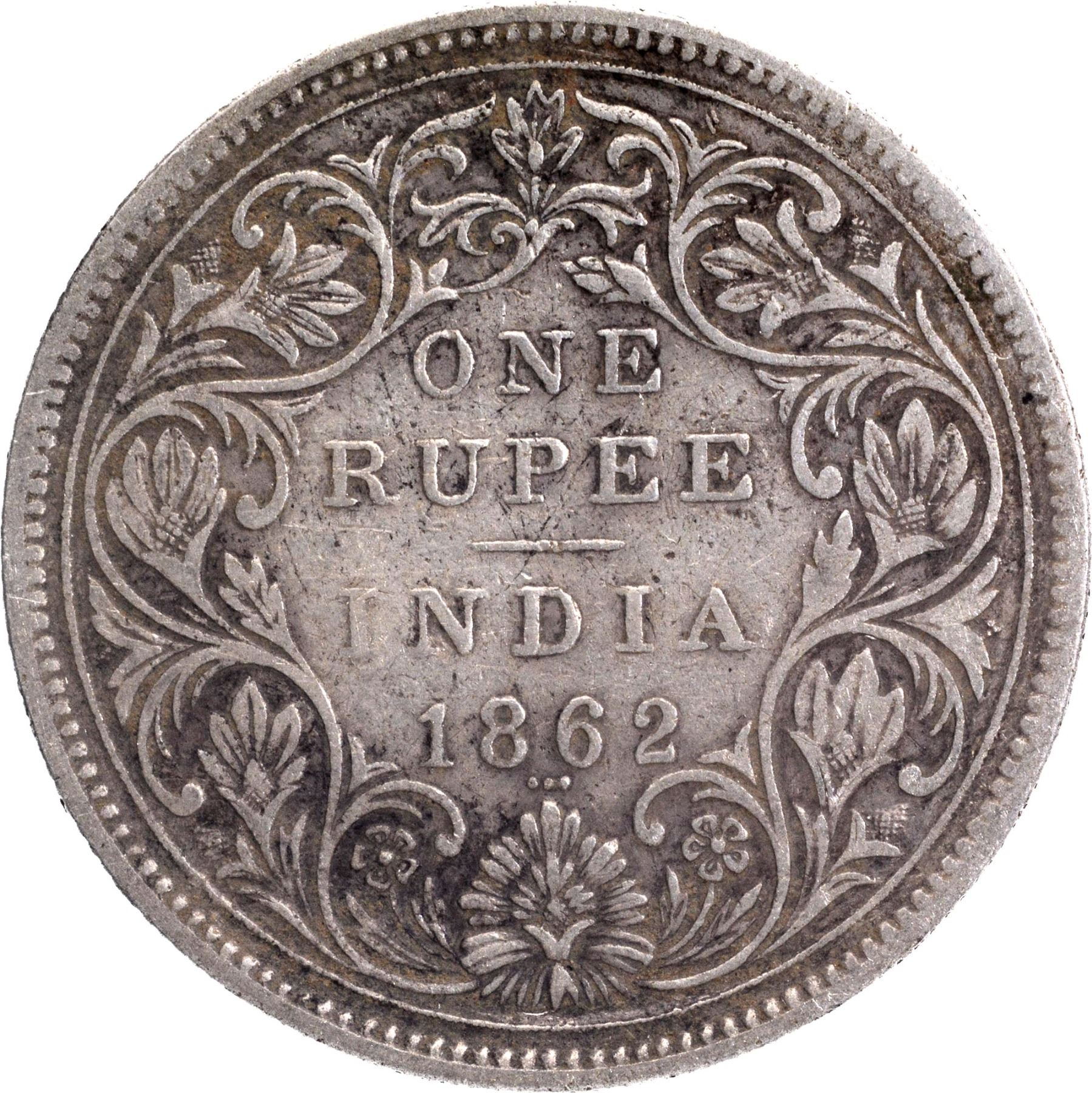 Exceedingly Rare Half Anna Die Silver One Rupee Coin of Victoria Queen ...