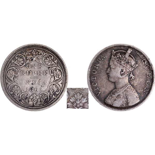 Very Rare Victoria Queen of Silver One Rupee Coin of Bombay Mint of 1862.