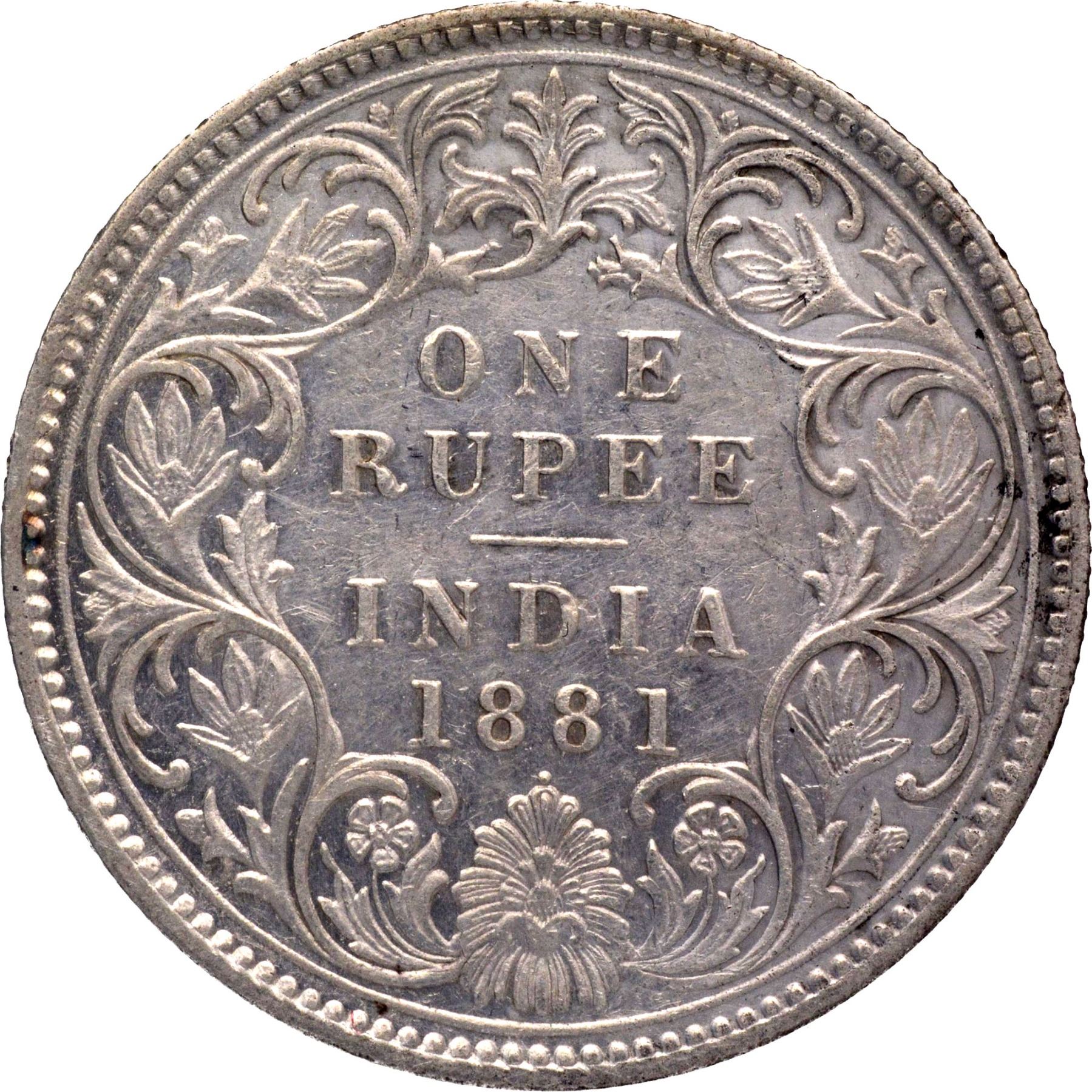 Scarce 1881 Victoria Empress of Silver One Rupee Coin of Bombay Mint.