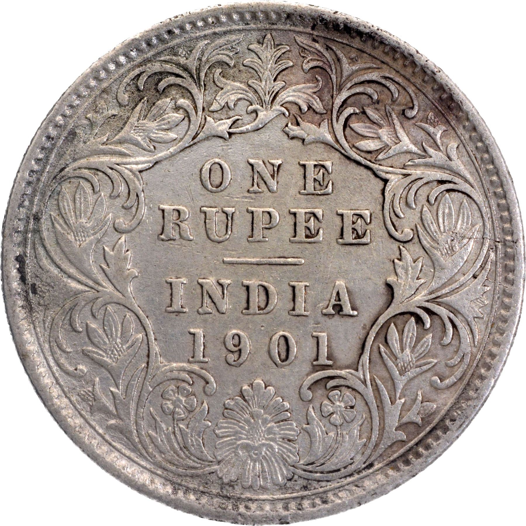 Rare 1901 A4 type Silver One Rupee Coin of Victoria Empress of Calcutta ...