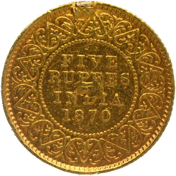 Extremely Rare Gold Five Rupees Coin of Victoria Queen of Calcutta Mint ...