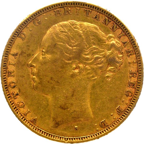 Gold Sovereign Coin of Queen Victoria of Australia of 1881.