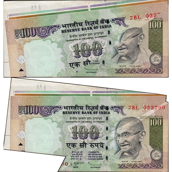Extra Paper & Sheet Fold Cutting Error One Hundred Rupees Banknote ...