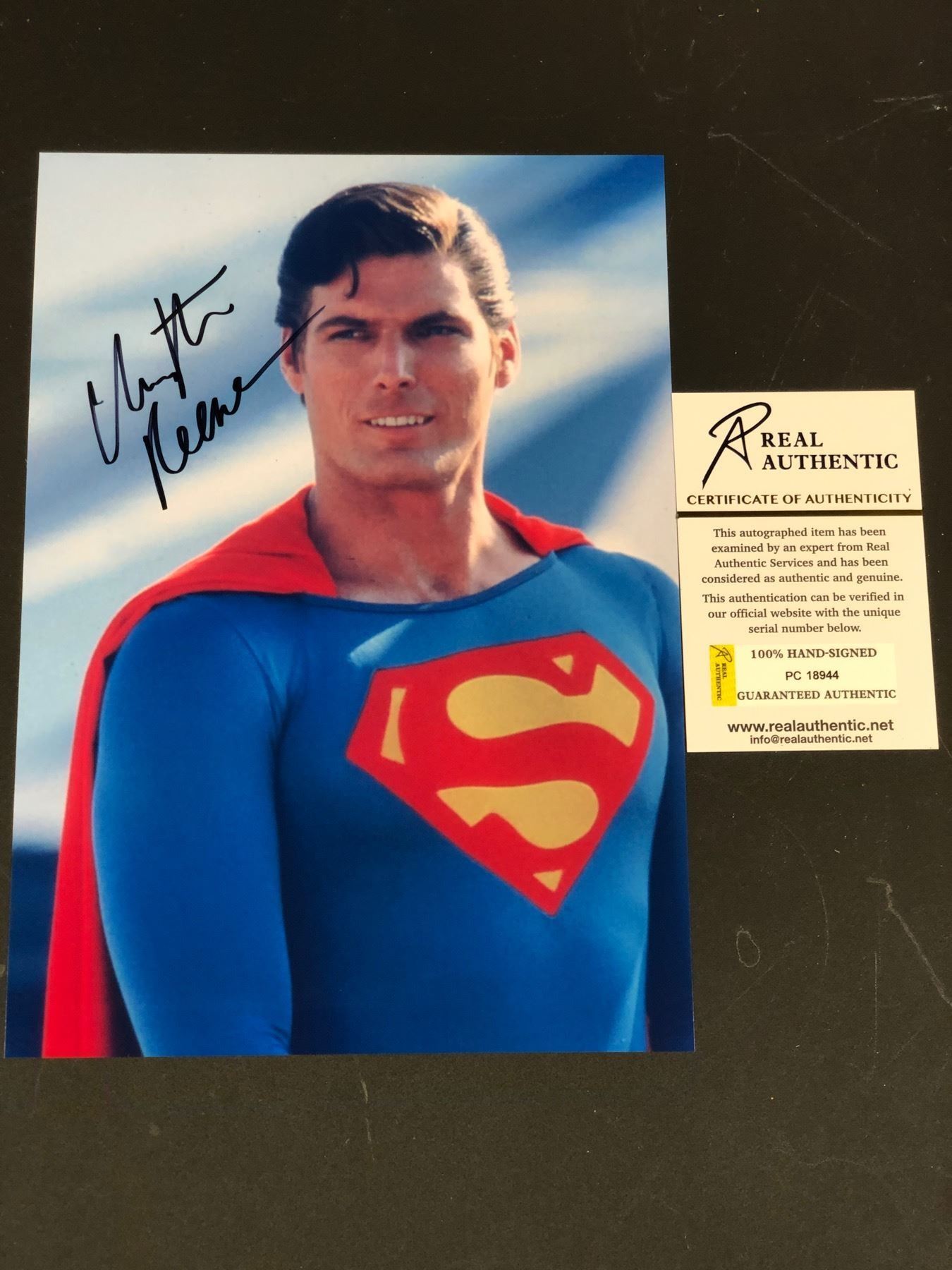 Christopher Reeve autographed photograph w/ COA by Real Authentic