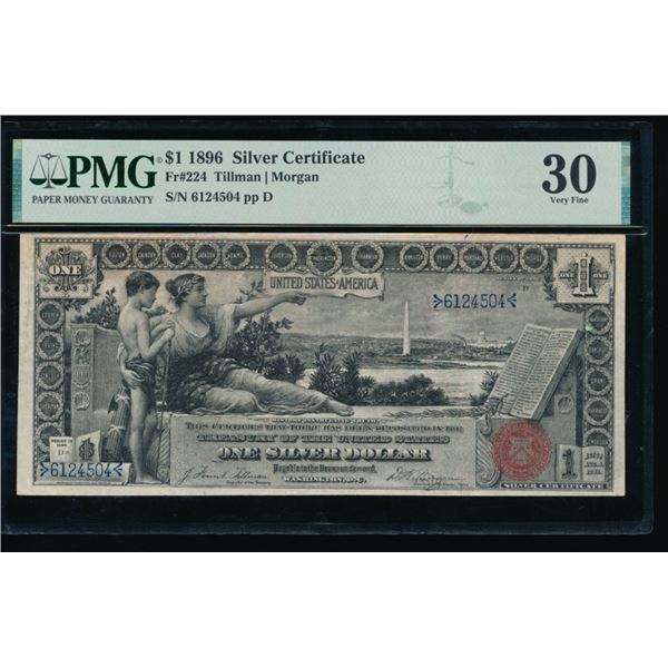 1896 $1 Educational Silver Certificate PCGS 30