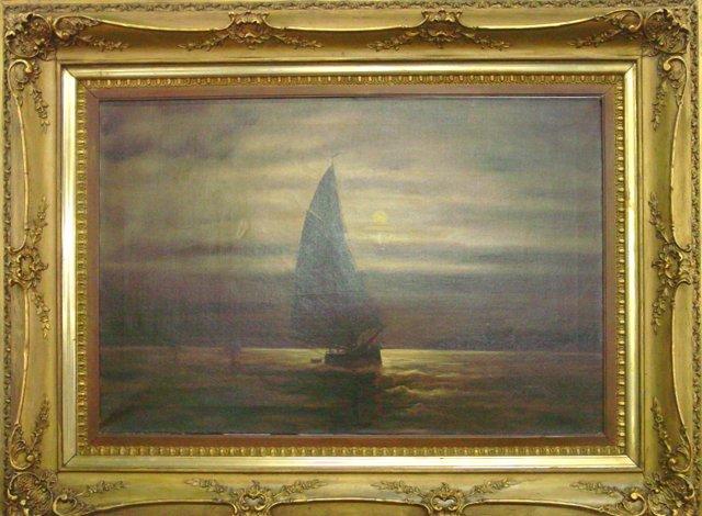 Late 19th c. oil painting signed Weber - Gilt framed, on canvas ...