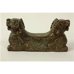 Old Chinese jade pillow - Carving with two Pi Qiu for protection ...