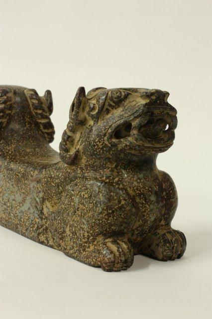 Old Chinese jade pillow - Carving with two Pi Qiu for protection ...