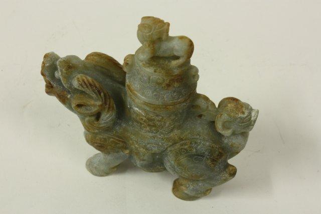 Fine Chinese jade carving of Ram - Covered. With certificate of gem ...