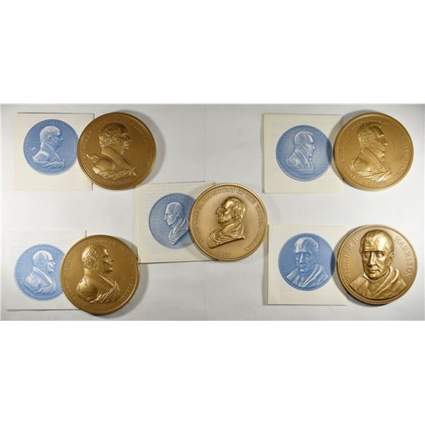 (5) PRESIDENTIAL BRONZE MEDALS W/ HIGH RELIEF