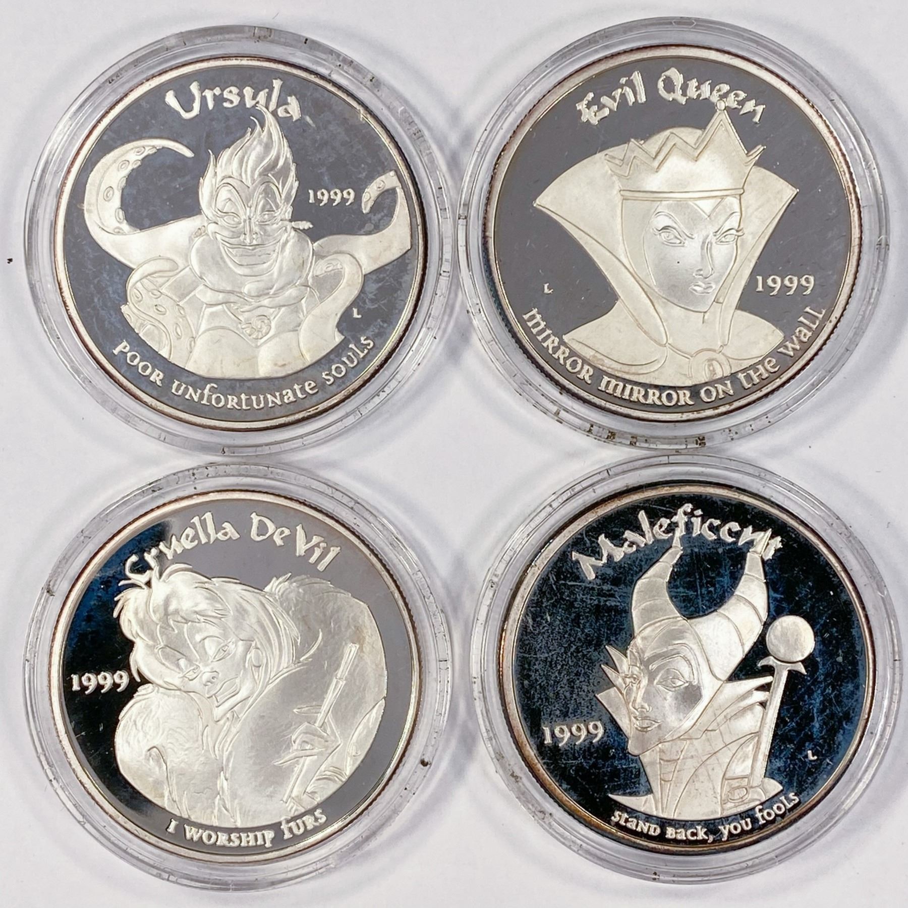 1999 1oz Disney Villains Coin Set (4 Coins)