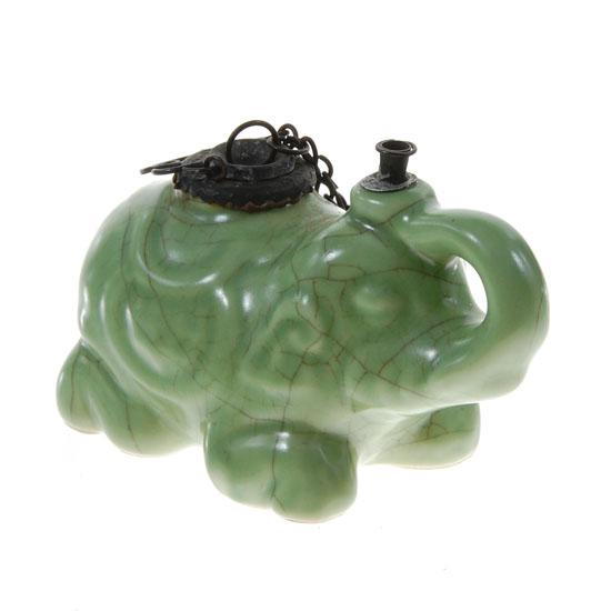 Vintage Thai Celadon Elephant Pipe (ANT-317)