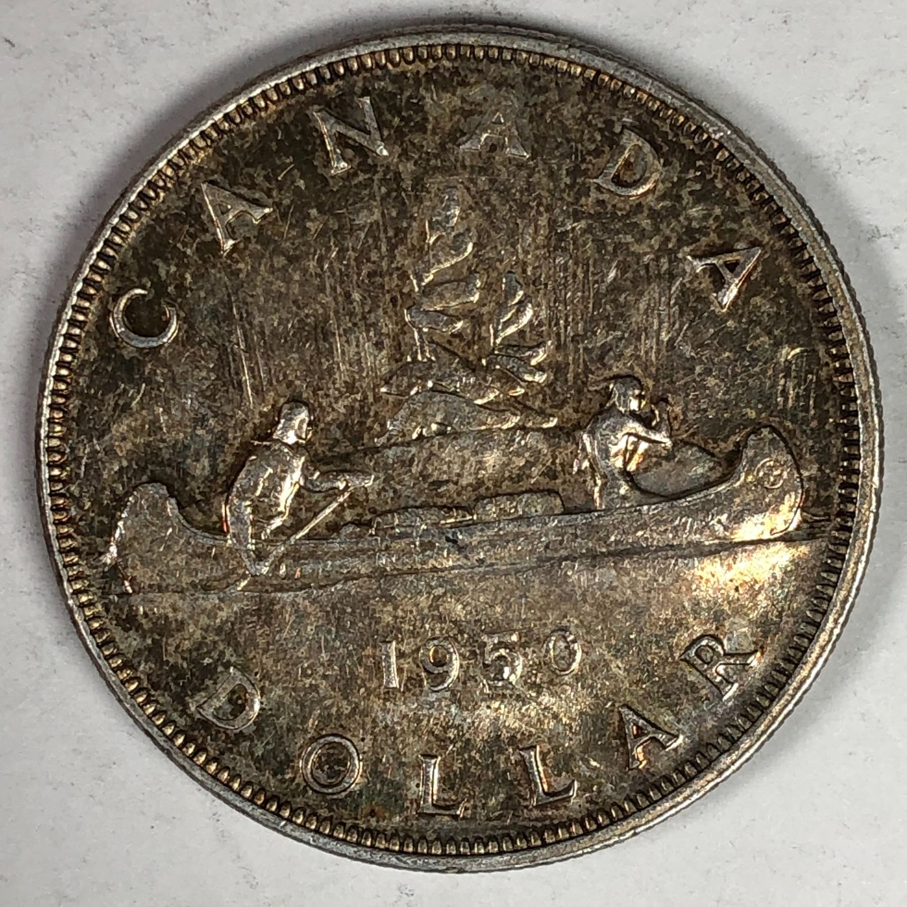 1950 SWL King George VI Canadian Silver Dollar Golden Tones DBL-HP
