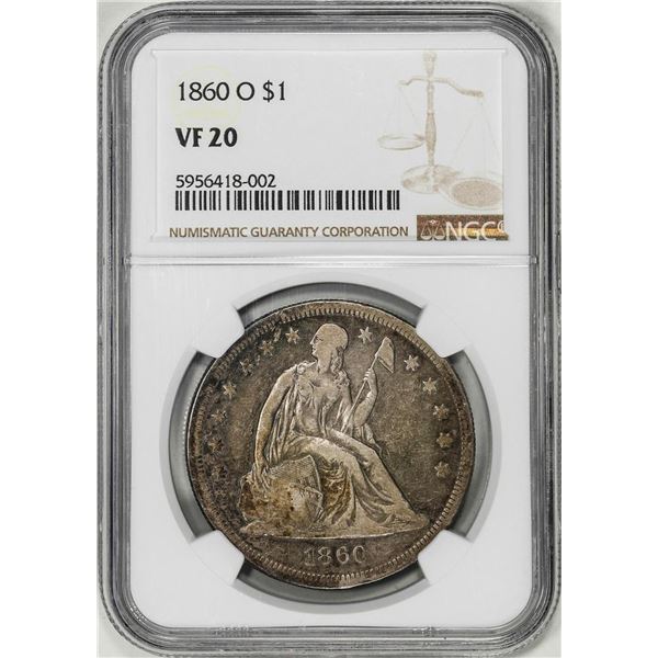1860-O $1 Seated Liberty Silver Dollar Coin NGC VF20