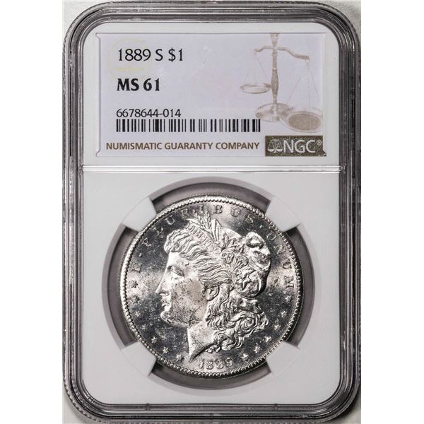 1889-S $1 Morgan Silver Dollar Coin NGC MS61
