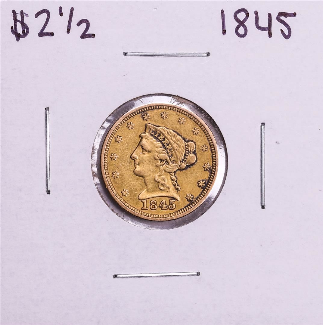 1845 $2 1/2 Liberty Head Quarter Eagle Gold Coin