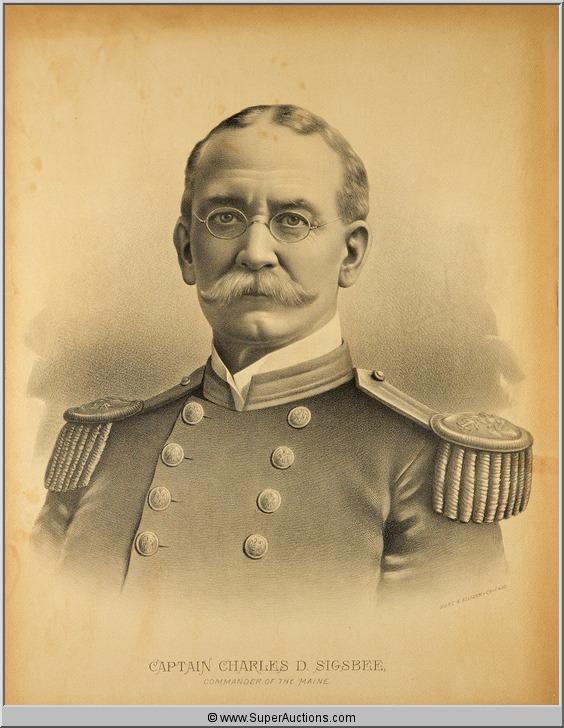 Captain Charles D Sigsbee, Commander Of The Maine 1845 - ? Historical Print