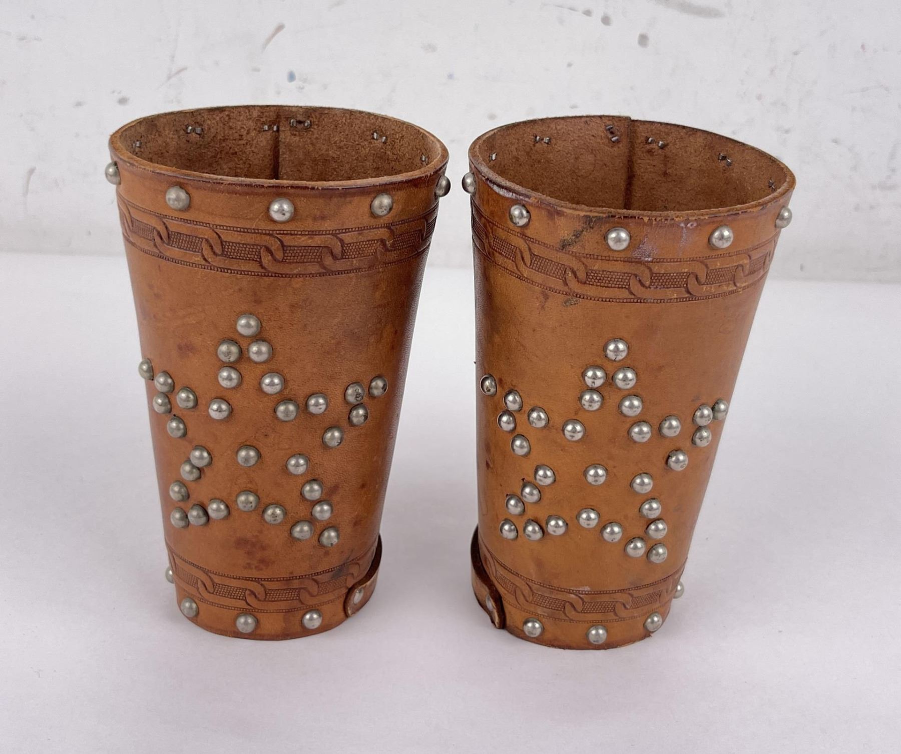 Antique Tooled Leather Cowboy Cuffs