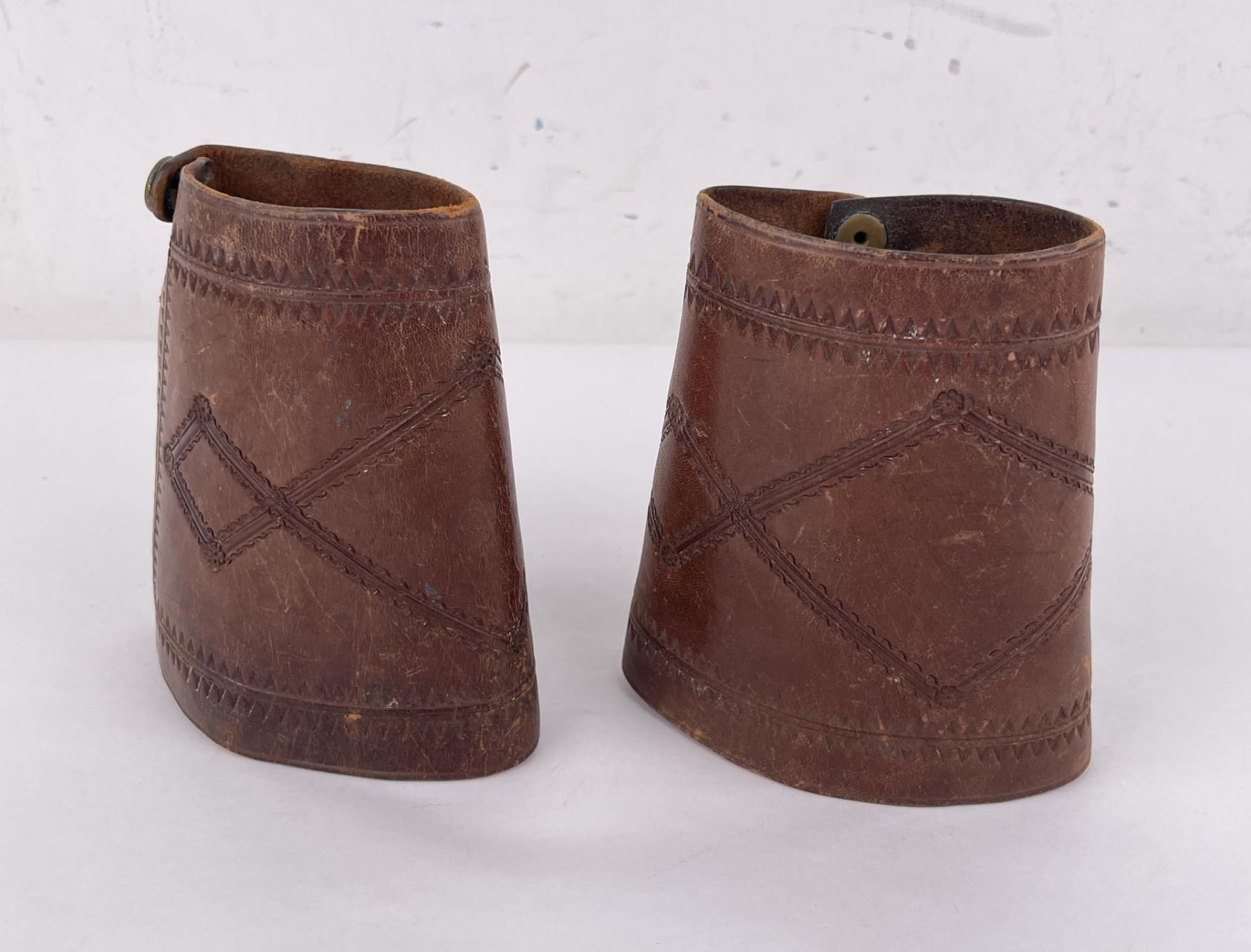 Antique Tooled Leather Cowboy Cuffs