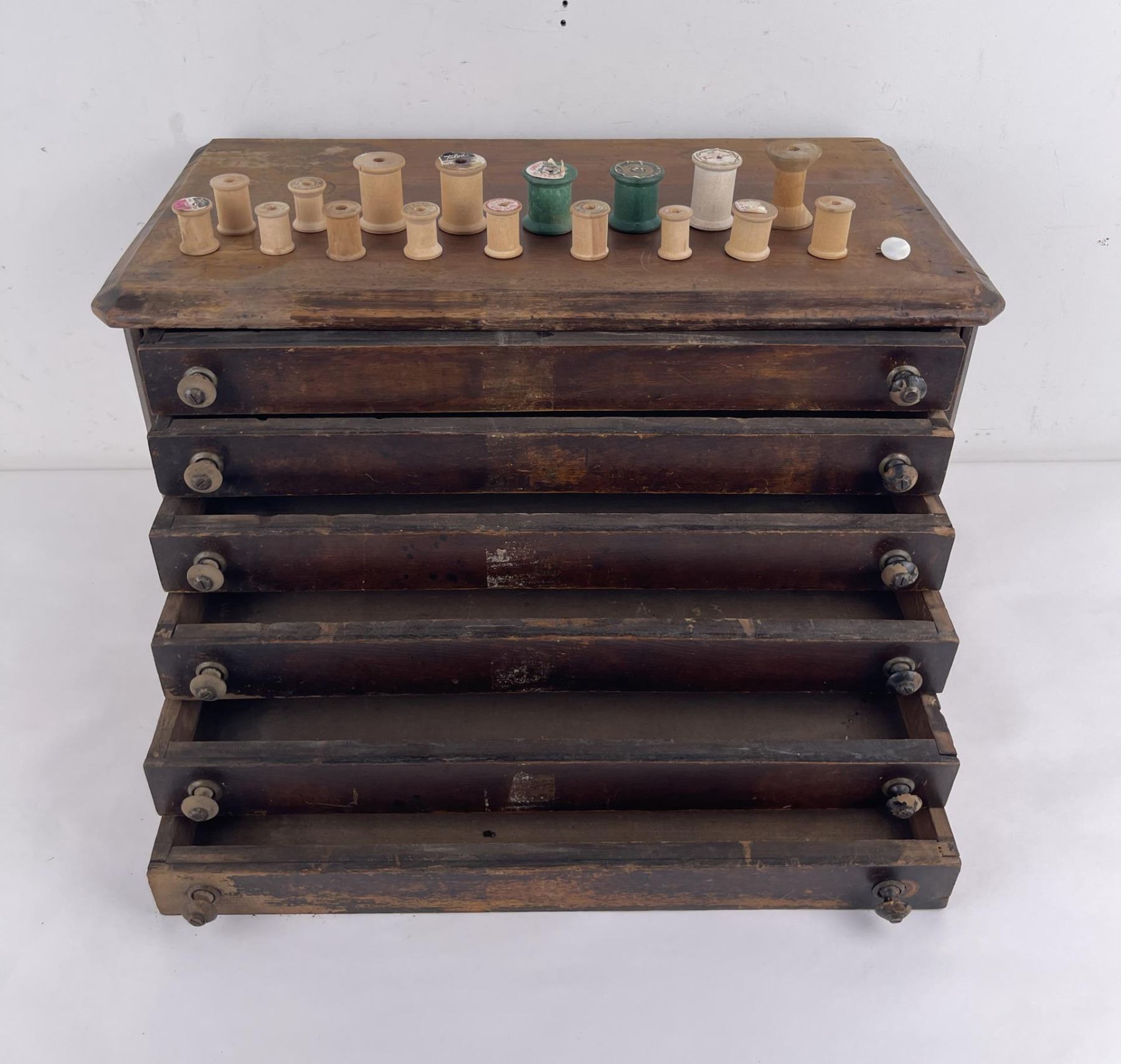 Antique Oak Spool Cabinet