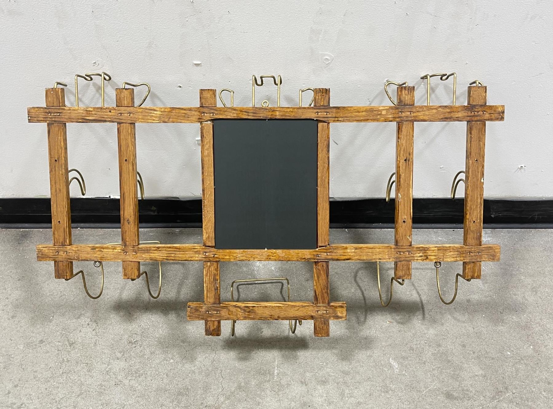 Antique Railroad Oak Mirrored Coat Rack