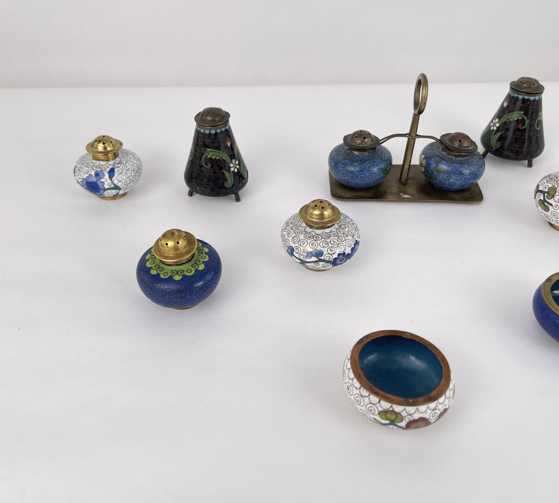 Antique Chinese Cloisonne Salt and Pepper Shakers