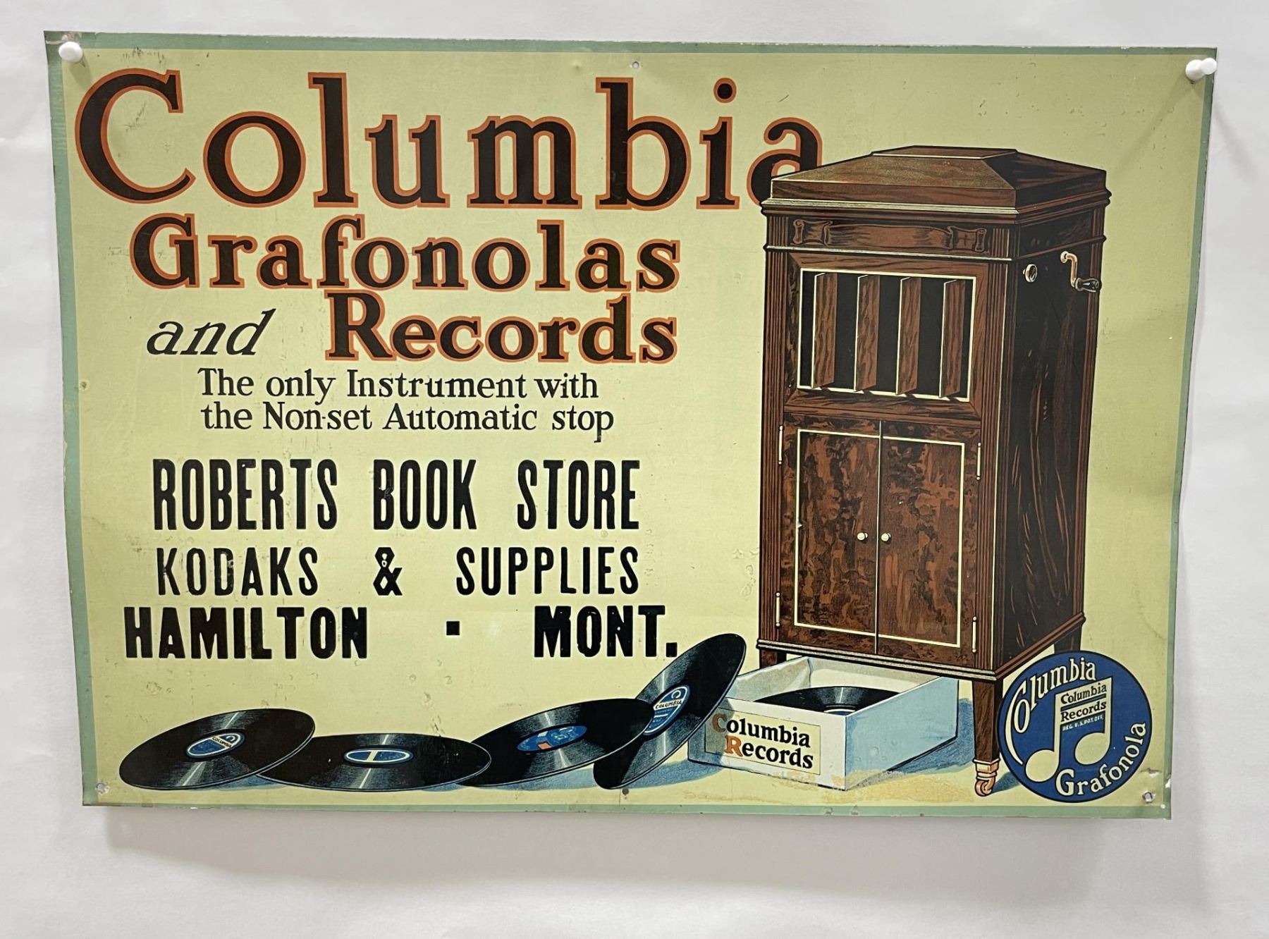 Columbia Grafonola Record Sign Hamilton Montana