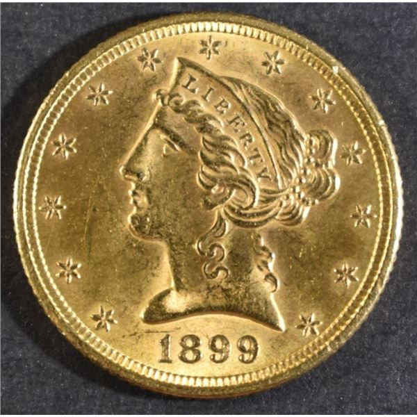 1899 $5 GOLD LIBERTY GEM BU