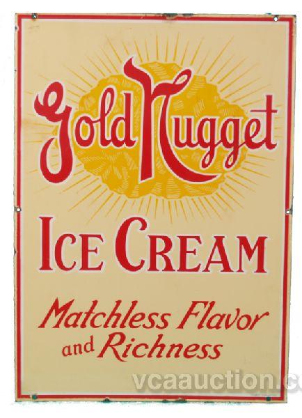 Gold Nugget Ice Cream Double Sided Porcelain Sign,