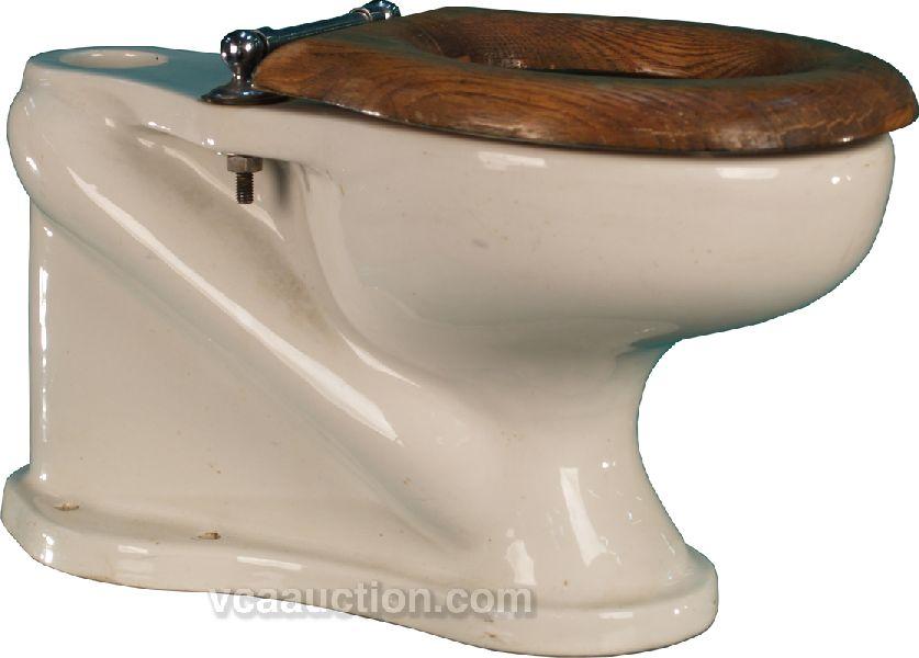 Salesman Sample Porcelain Toilet w/ Oak Seat