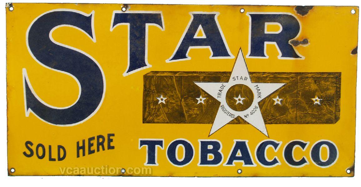 Star Tobacco Porcelain Sign - 24" x 12"