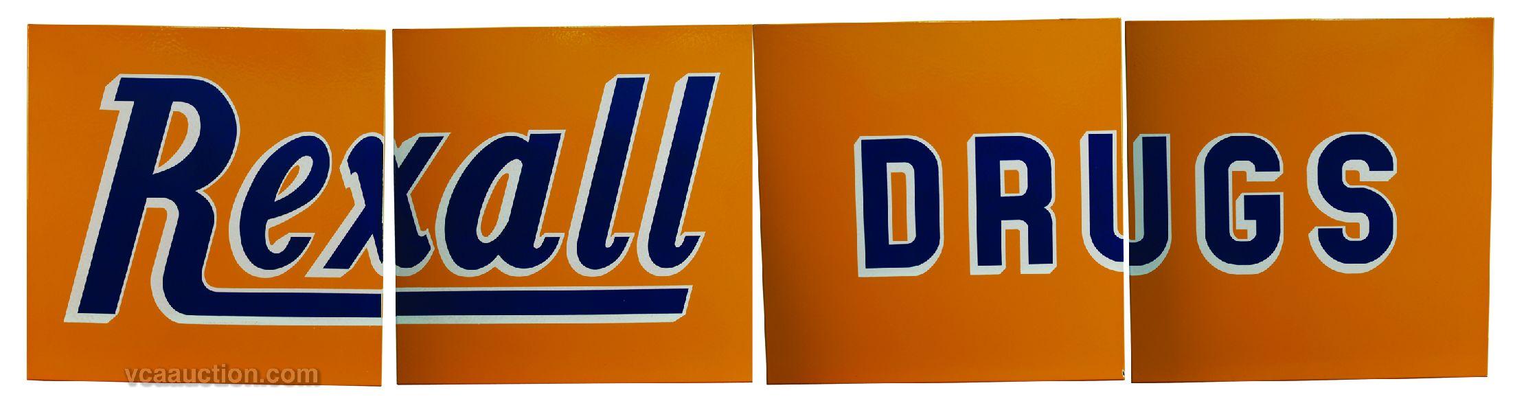 "Rexall Drugs" 4 Piece Porcelain Sign - 144" x 34"