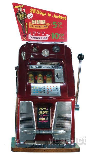 5 Cent Mills Hi-Top "New Pioneer Club" Slot Machine w/