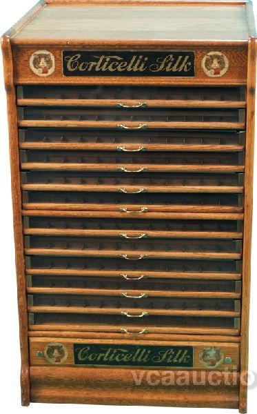 Corticelli Silk Wooden Spool Cabinet,
