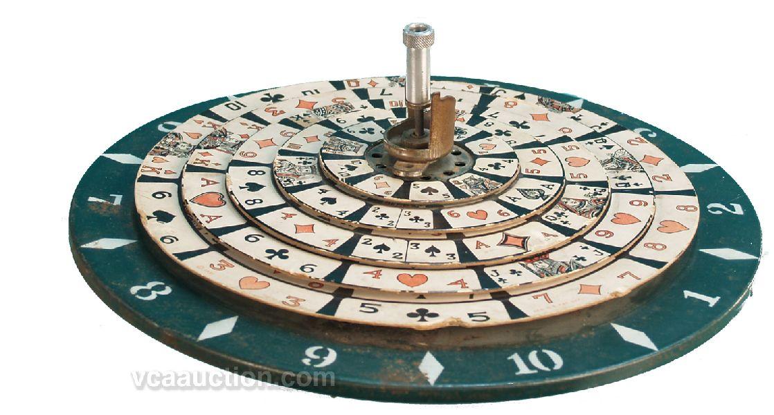 Old Metal Countertop Spin Poker Gambling Game,