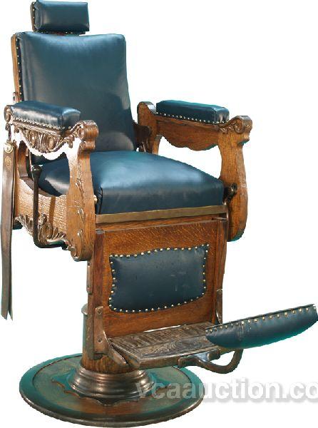 Oak & Green Leather "Koch" Barber Chair,