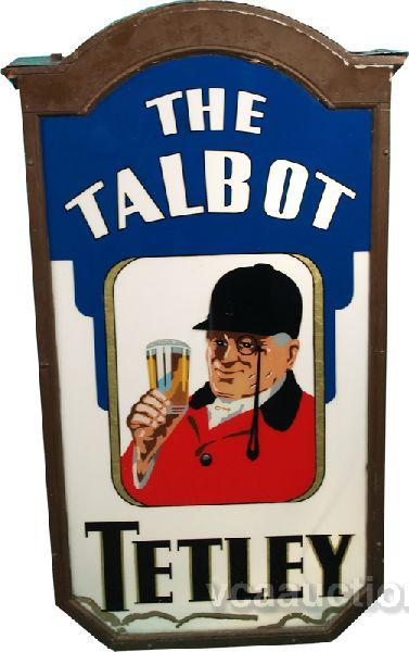 Antique Tetley Ale Double Sided Reverse Glass Sign,