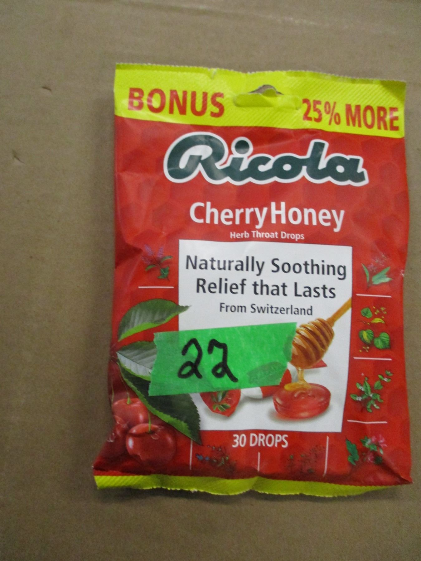 RICOLA CHERRY HONEY DROPS (30) - PER BAG
