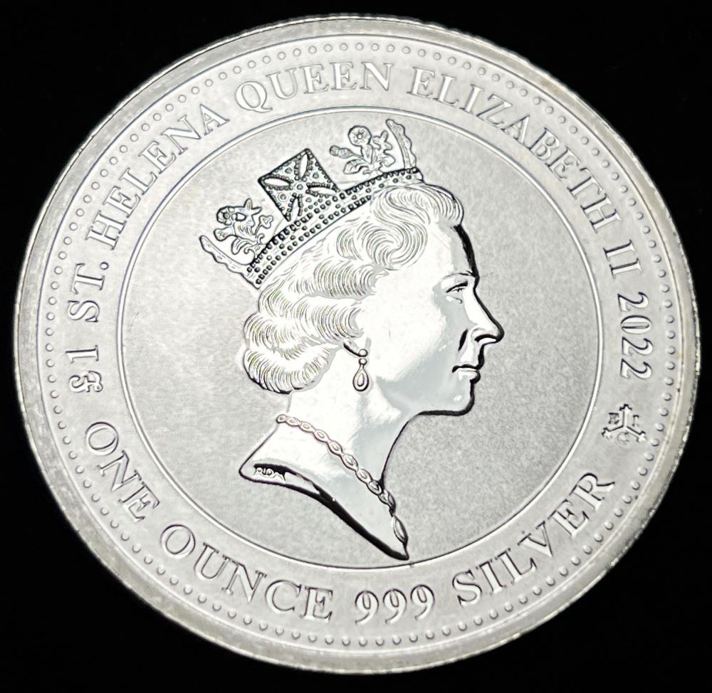 2022 St. Helena Queen Elizabeth II 1 ozt Pegasus .999 Silver