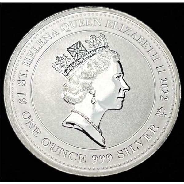 2022 St. Helena Queen Elizabeth II 1 ozt Pegasus .999 Silver