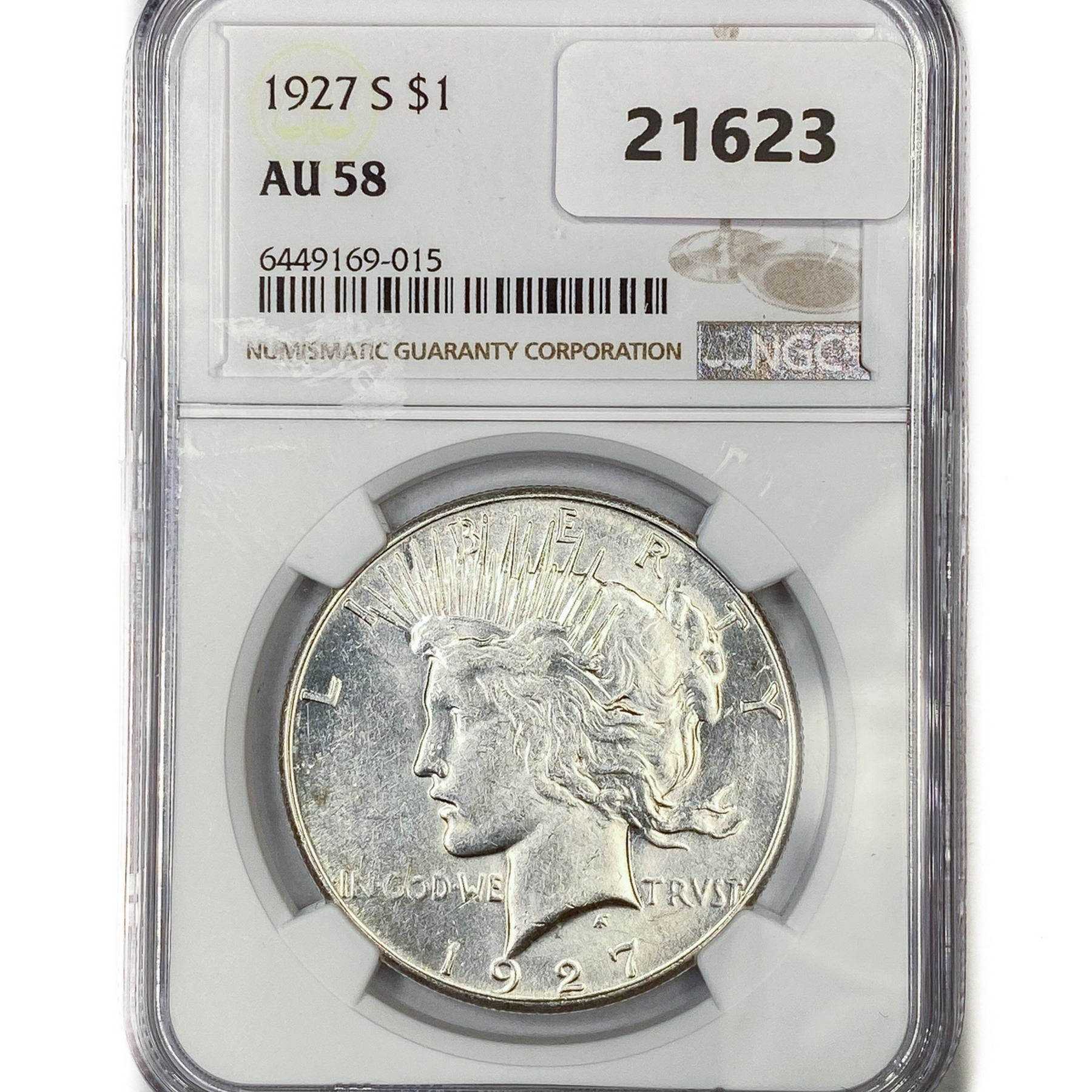 1927-S Silver Peace Dollar NGC AU58