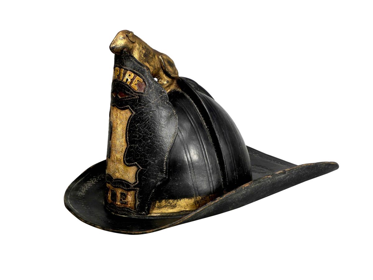 Black Leather Fireman's Helmet. Empire FDE #1